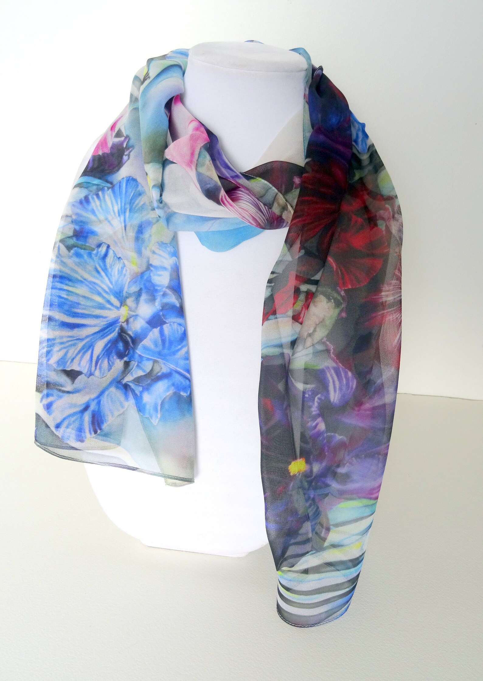 Iris Silk Scarf Hummingbird Silk Scarf Spring Scarf Gift - Etsy
