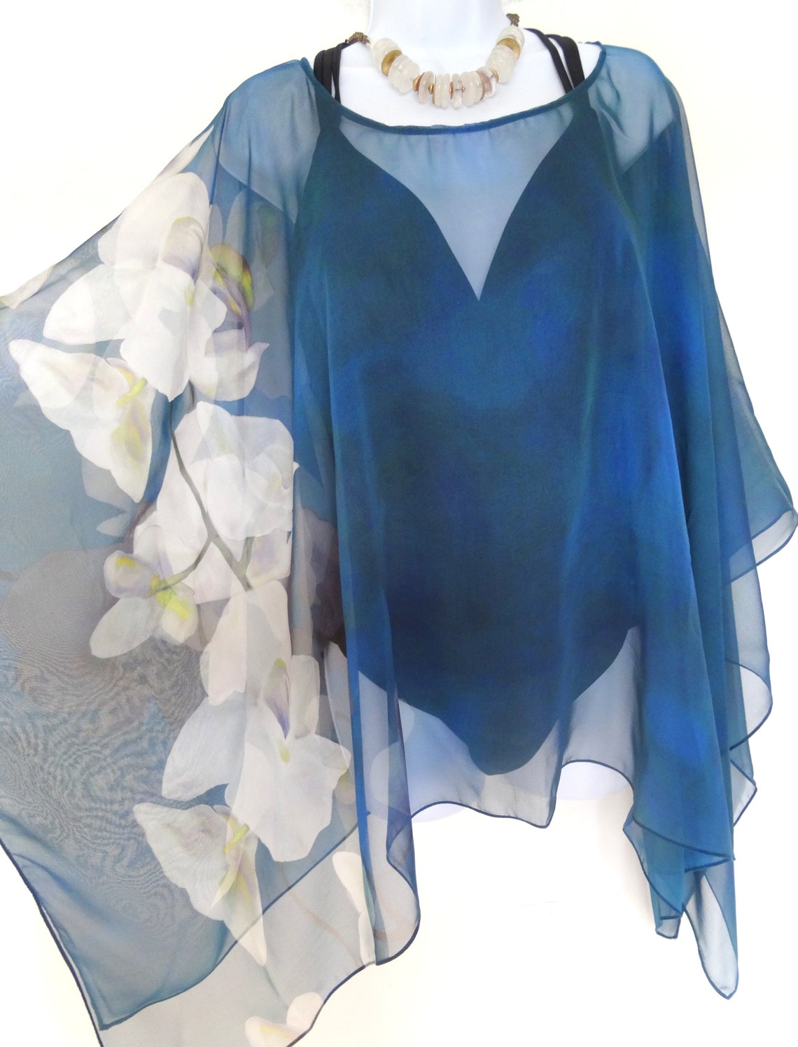 Classic Blue Silk Material Spring Silk By Yard Digital | Etsy