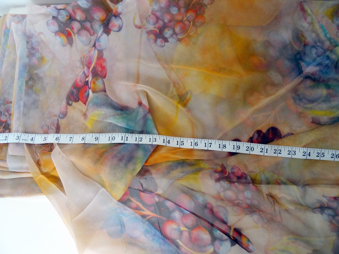 Grape Silk Material - Spring Silk by Yard - Winery Digital Print Silk ...