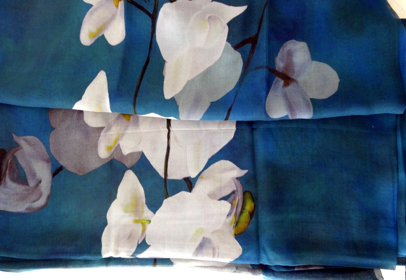 Classic Blue Silk Material - Spring Silk by Yard - Digital Print Silk ...