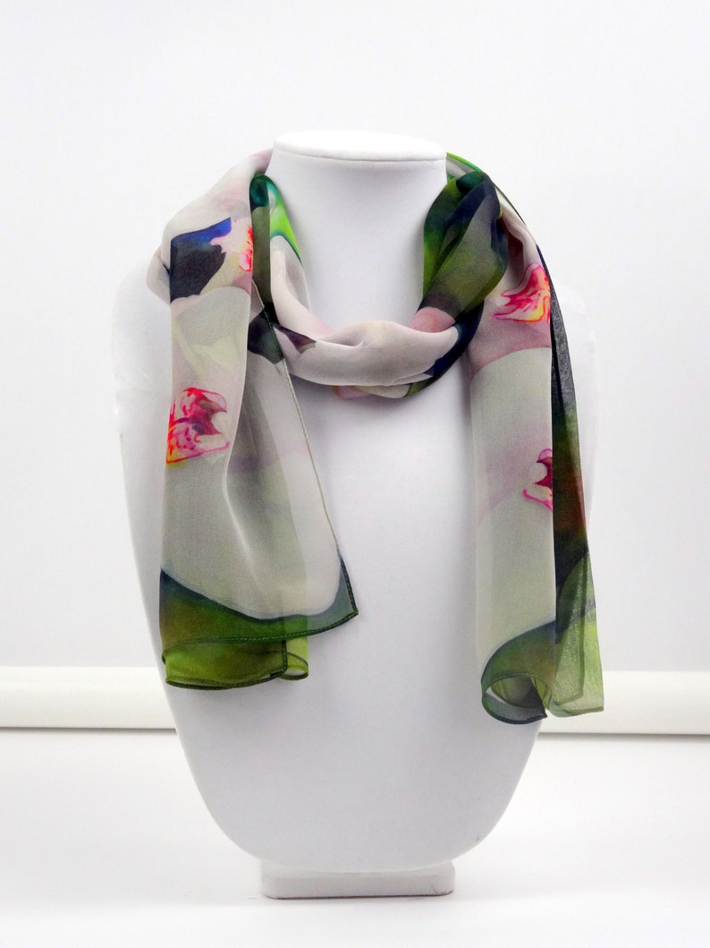 Orchid Silk Scarf - Tropical Silk Scarf - Spring Scarf - Gift for Her ...