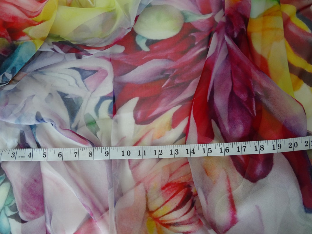 Floral Silk Material - Large Flower Vibrant Silk by Yard - Digital ...
