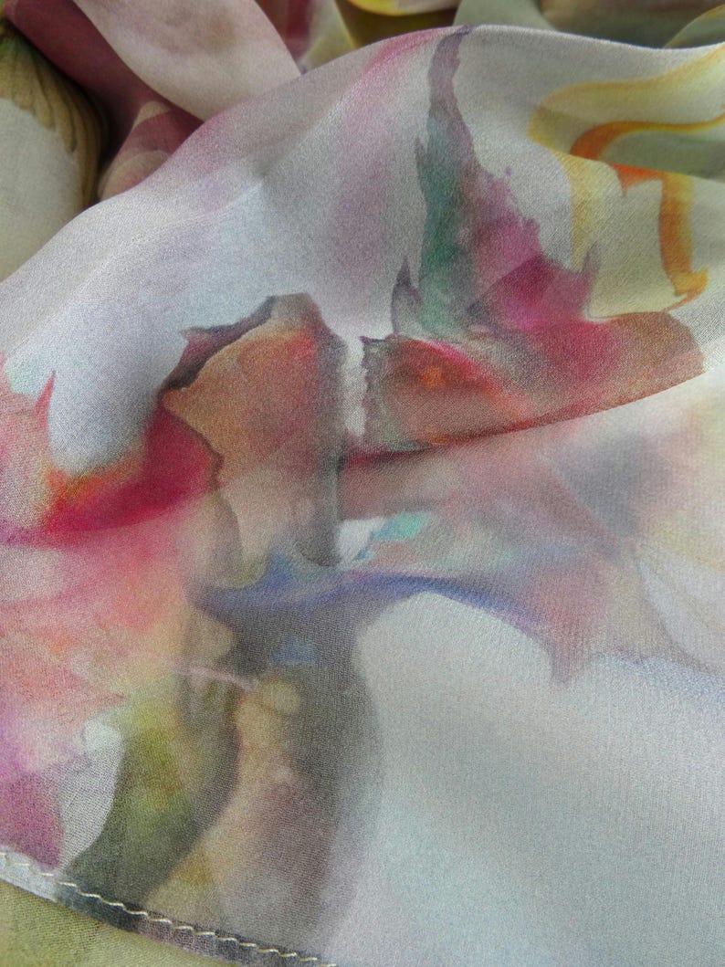 Pastel Silk Scarf -spring Scarf - Holiday Scarf - Gift for Her - 15"x ...
