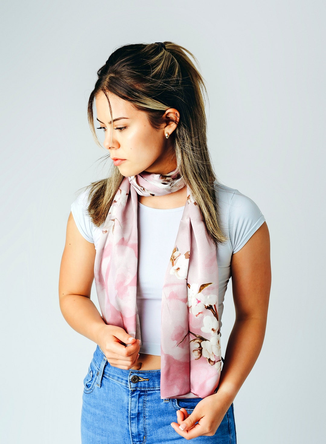 Pink Silk Scarf - Cherry Blossom Scarf for Her - Gift for Her- Holiday ...