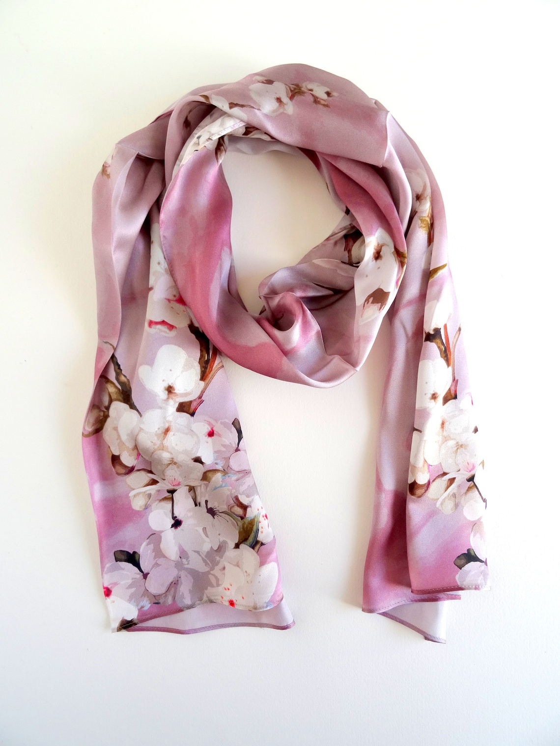 Pink Silk Scarf Cherry Blossom Scarf for Her Gift for Her - Etsy