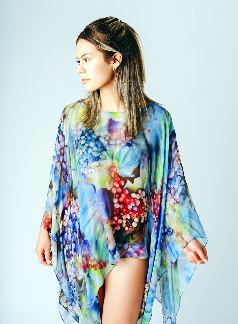 Winery Silk Caftan - Kaftan - Sheer Silk Cover up - Resort Wear ...