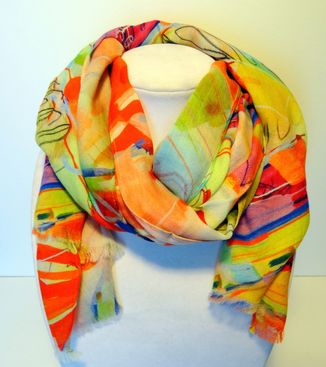 Vibrant Colorful Wool Scarf Winter Scarf Gift for Her 15x72 - Etsy