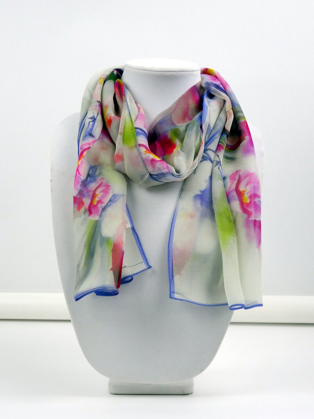 Cherry Blossom Silk Scarf - Watercolor Floral Silk Scarf - Spring Scarf ...