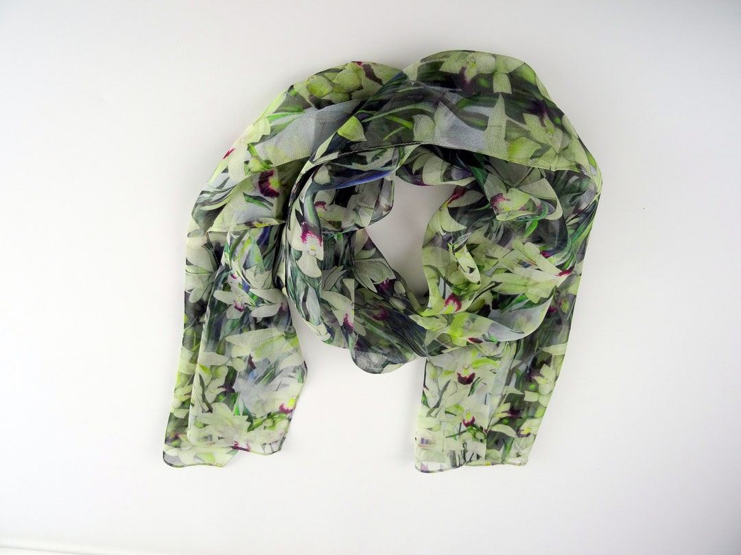 Orchid Silk Scarf - Spring Scarf - Bridal Gift - Tropical Scarf - Sheer ...