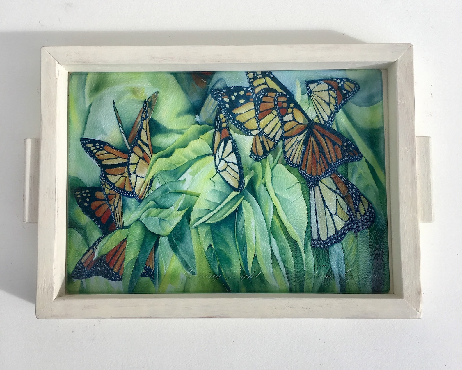 Charcuterie Glass Board - Monarch Butterfly Tray - Glass Cutting Board ...