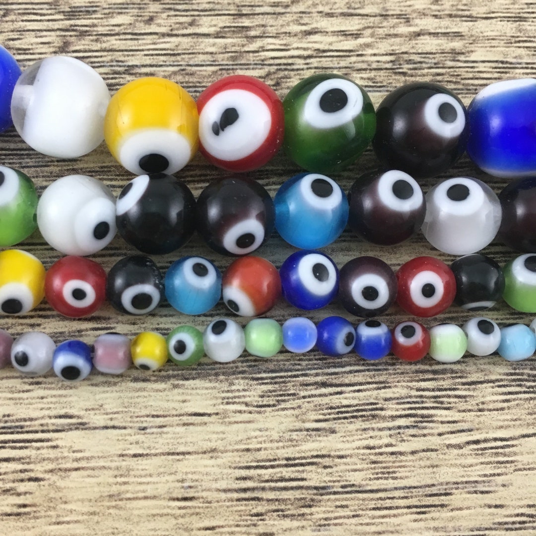 Evil Eye Bead, Evil Eye Multi Color Bead, 4mm Glass Evil Eye Beads, 6mm ...