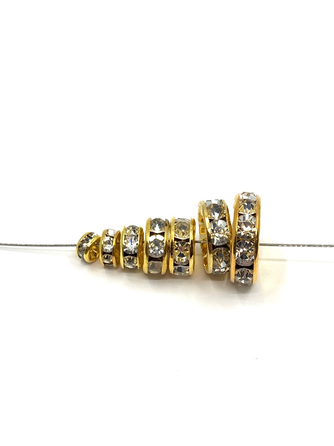 Gold CZ Roundels, 50 Pcs, 4mm, 5mm, 6mm, 7mm, 8mm, 10mm, 12mm, Spacer ...