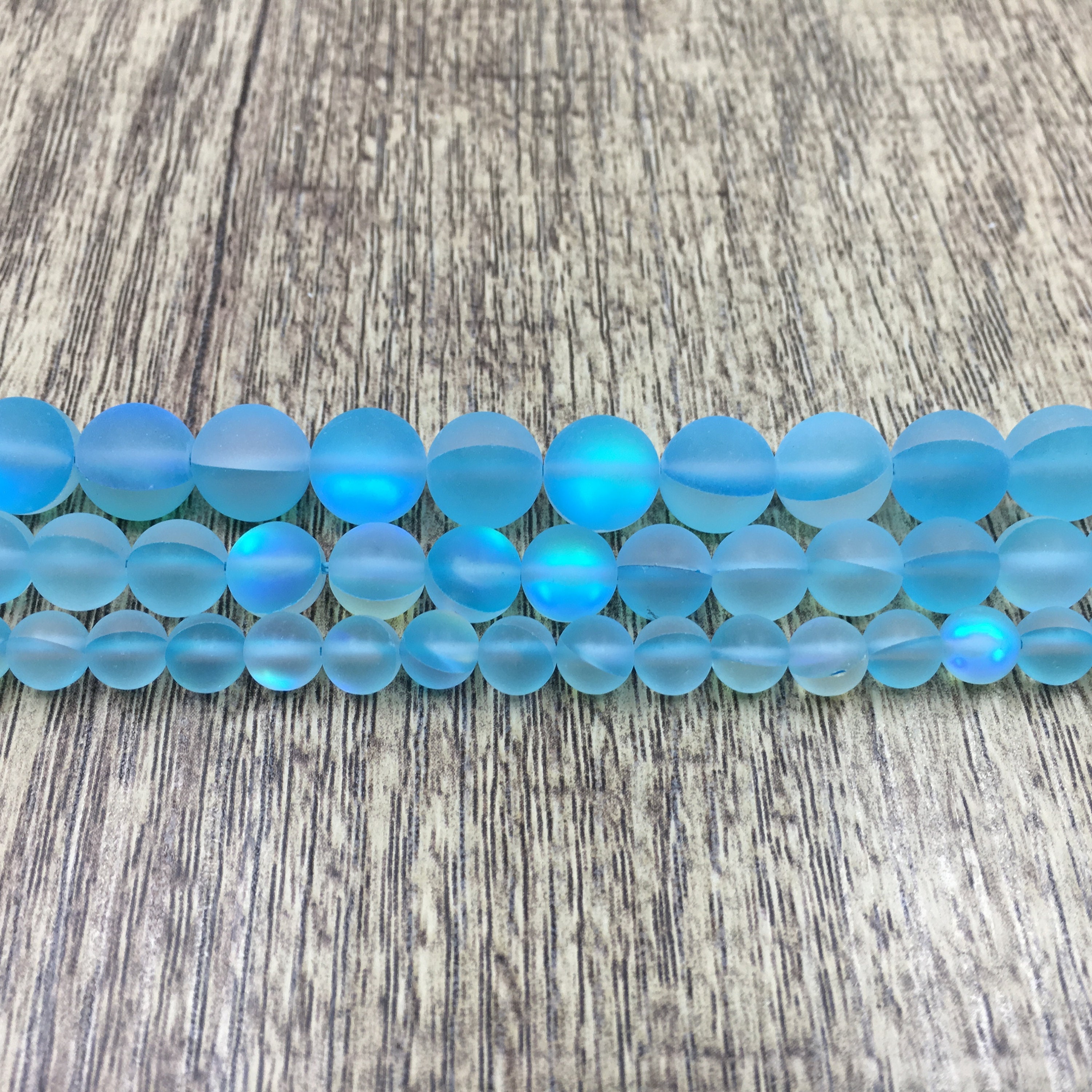 Frosted Mystic Aura Quartz Beads, Flash Aqua Blue Beads, Angel Aura ...
