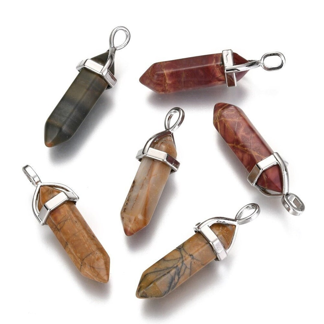 Natural Stone Bullet Pendant Picture Jasper Bullet Pendant - Etsy