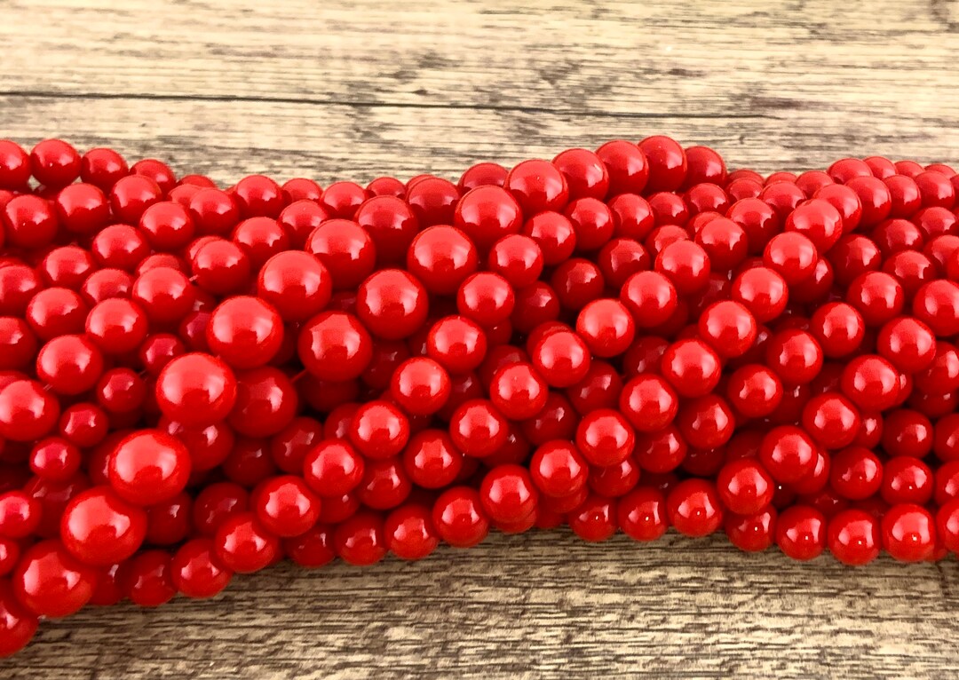 10mm Red Glass Pearl Beads, Deep Red Faux Pearls, DIY Project Supplies ...