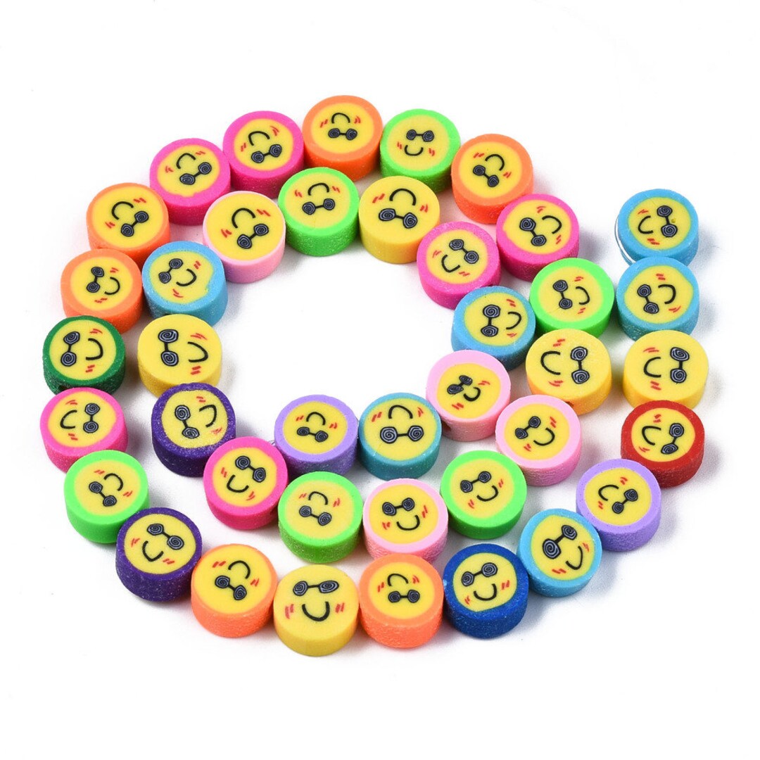 Smiley Face With Sunglasses, Happy Face Beads, Emoji Clay Beads ...