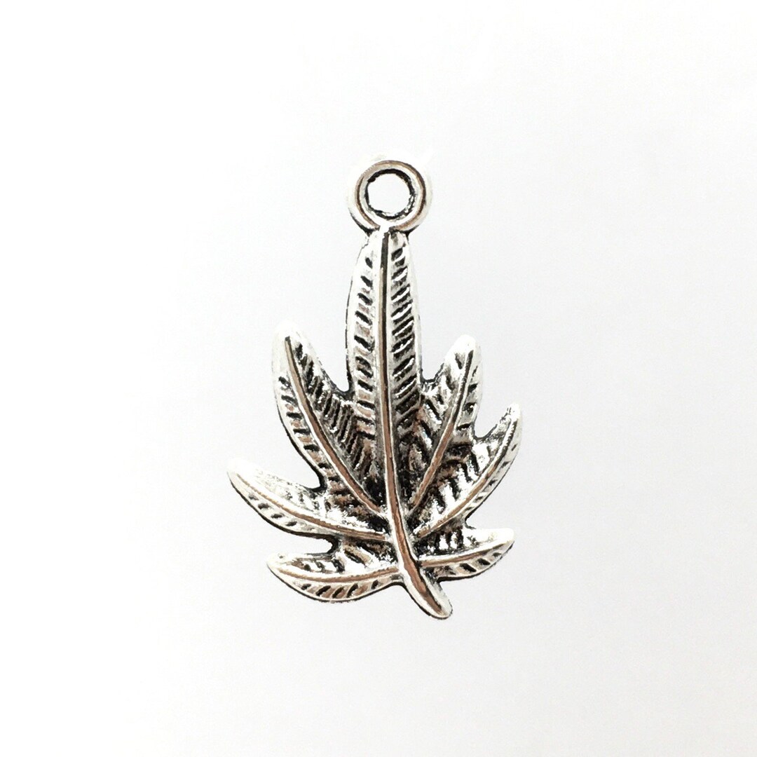Weed Charm, Marijuana Charm, Rhodium Weed Charm, Dainty Weed Charm ...