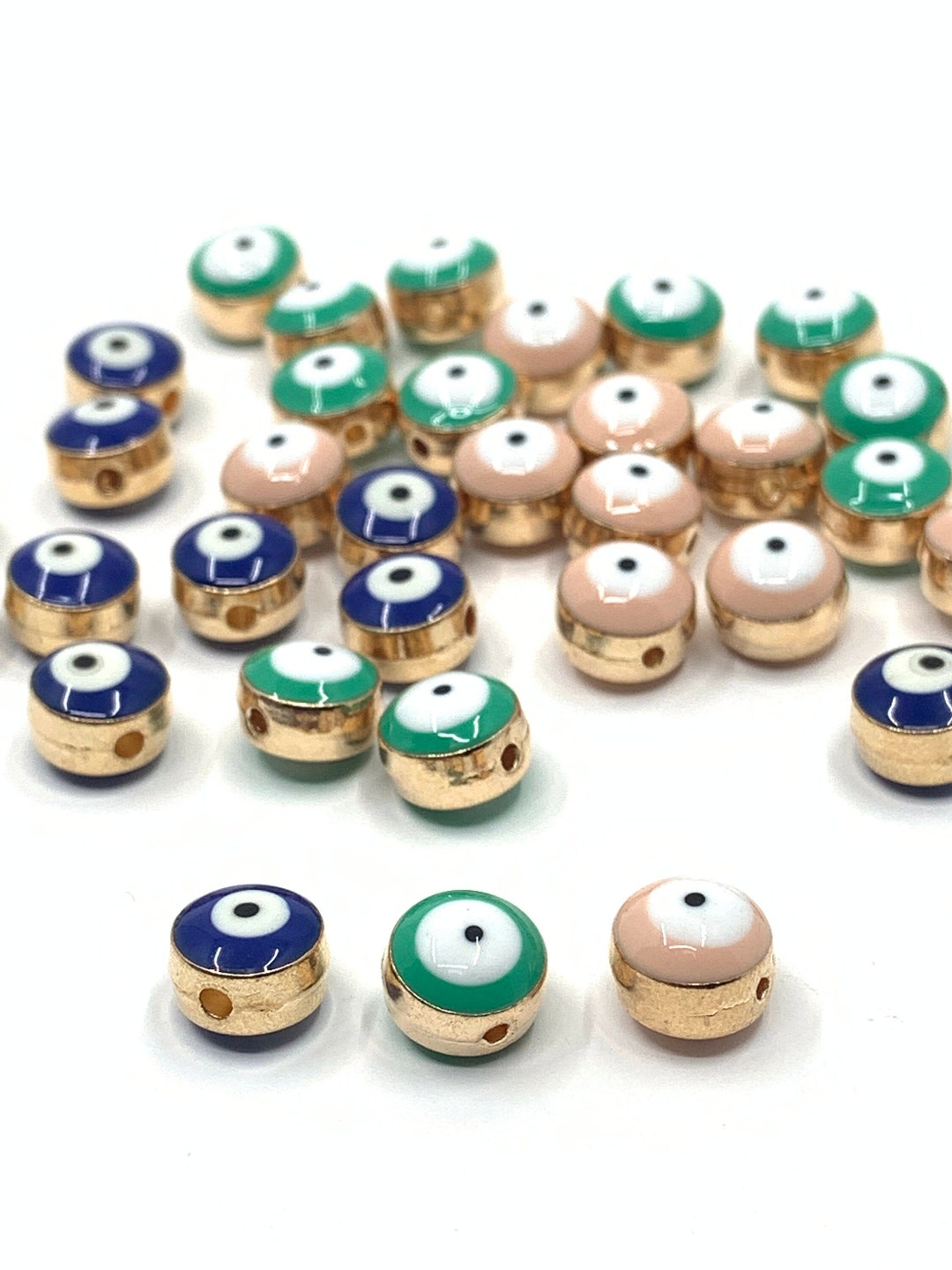 Enamel Evil Eye Bead, Alloy Puffy Evil Eye, 8mm Evil Eye Bead, Blue ...