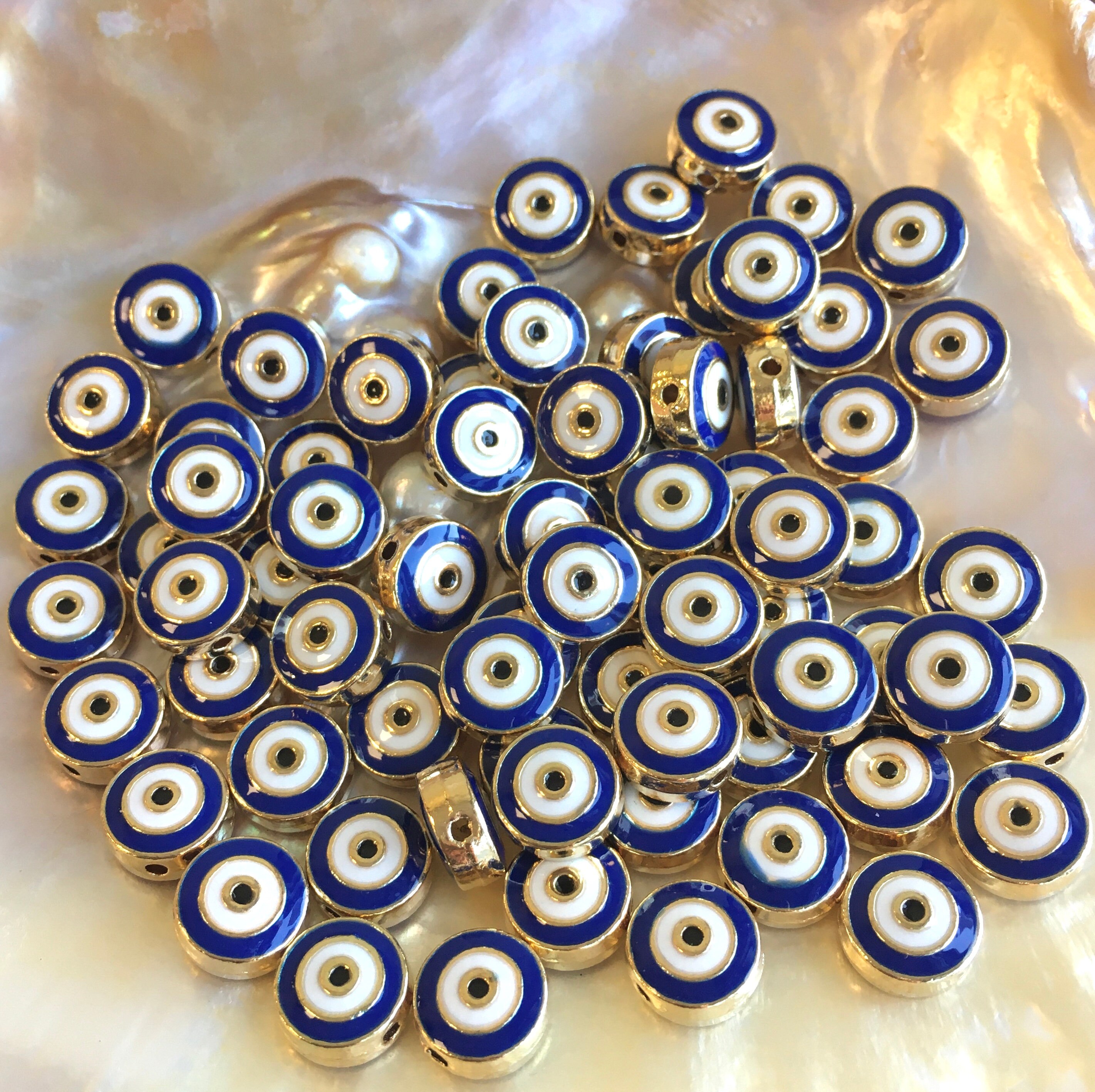 Evil Eye Bead, Alloy Flat Evil Eye, 9mm Evil Eye Bead, Pink Evil Eye ...