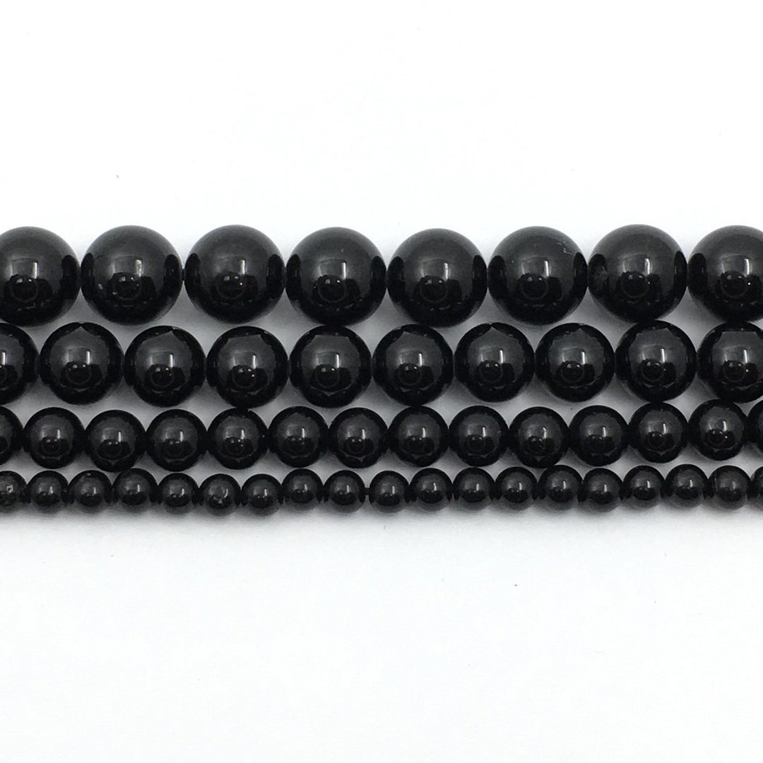 Tourmaline Bead, Black Tourmaline Bead, Black Bead, Shiny Black Bead ...