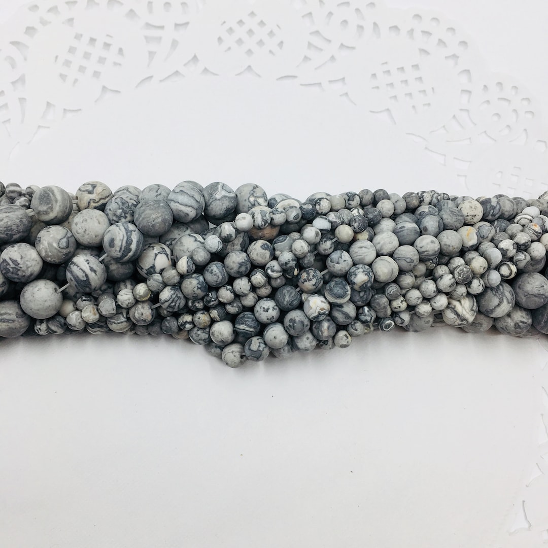 Frosted Map Stone, Natural Stone, Jasper Stone, Round Map Stone, 4mm ...