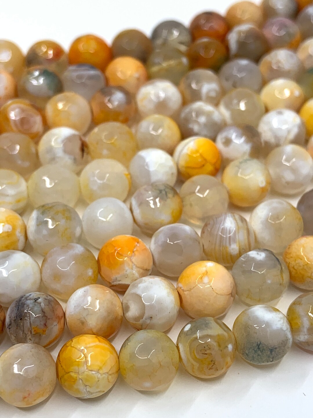 Fire Agate Bead, Orca Agate, Natural Stone Bead, 8mm, Orange Fire Agate ...