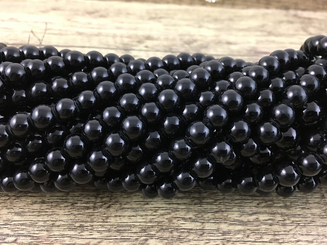 Black Glass Pearls Bead, Faux Pearl Bead, 4mm Black Bead, 6mm Black ...