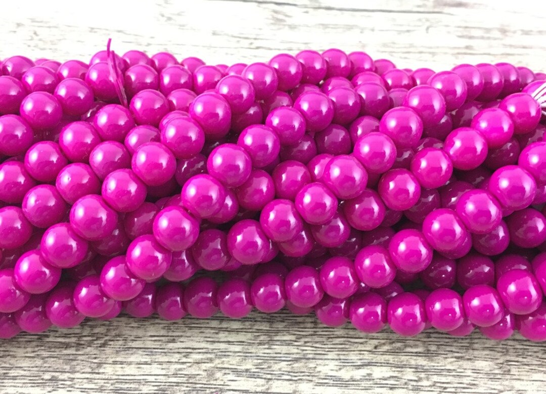 Fuchsia Glass Pearl Bead, Fuchsia Color Bead, Pink Color Pearl, DIY ...