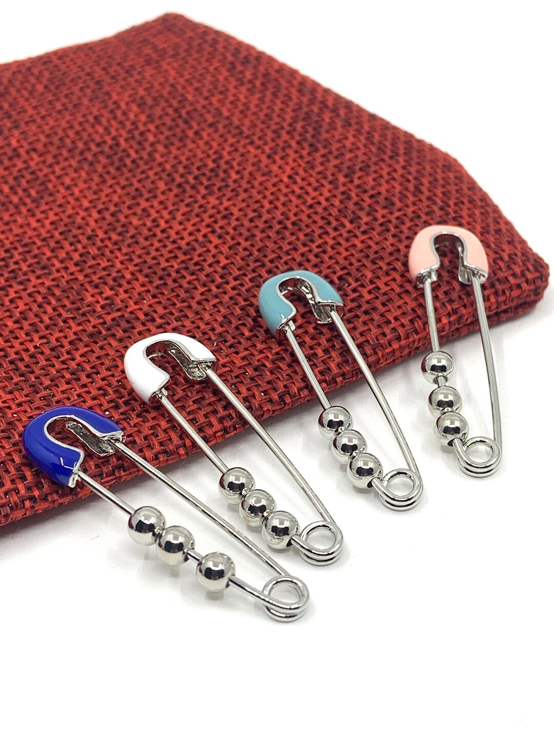 Enamel Safety Pins, Brass Stroller Pin, Crib Pin, Pink, Blue, White ...