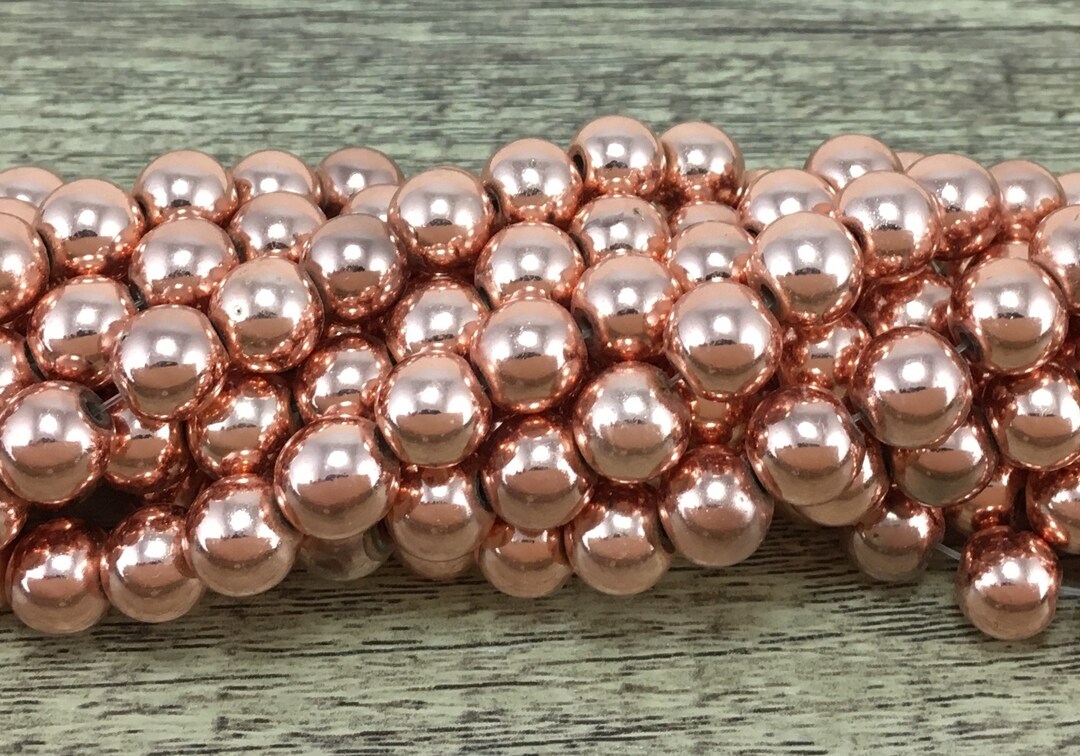 Rose Gold Hematite Bead, Natural Stone, Hematite, 4mm, 6mm, 8mm, 10mm ...