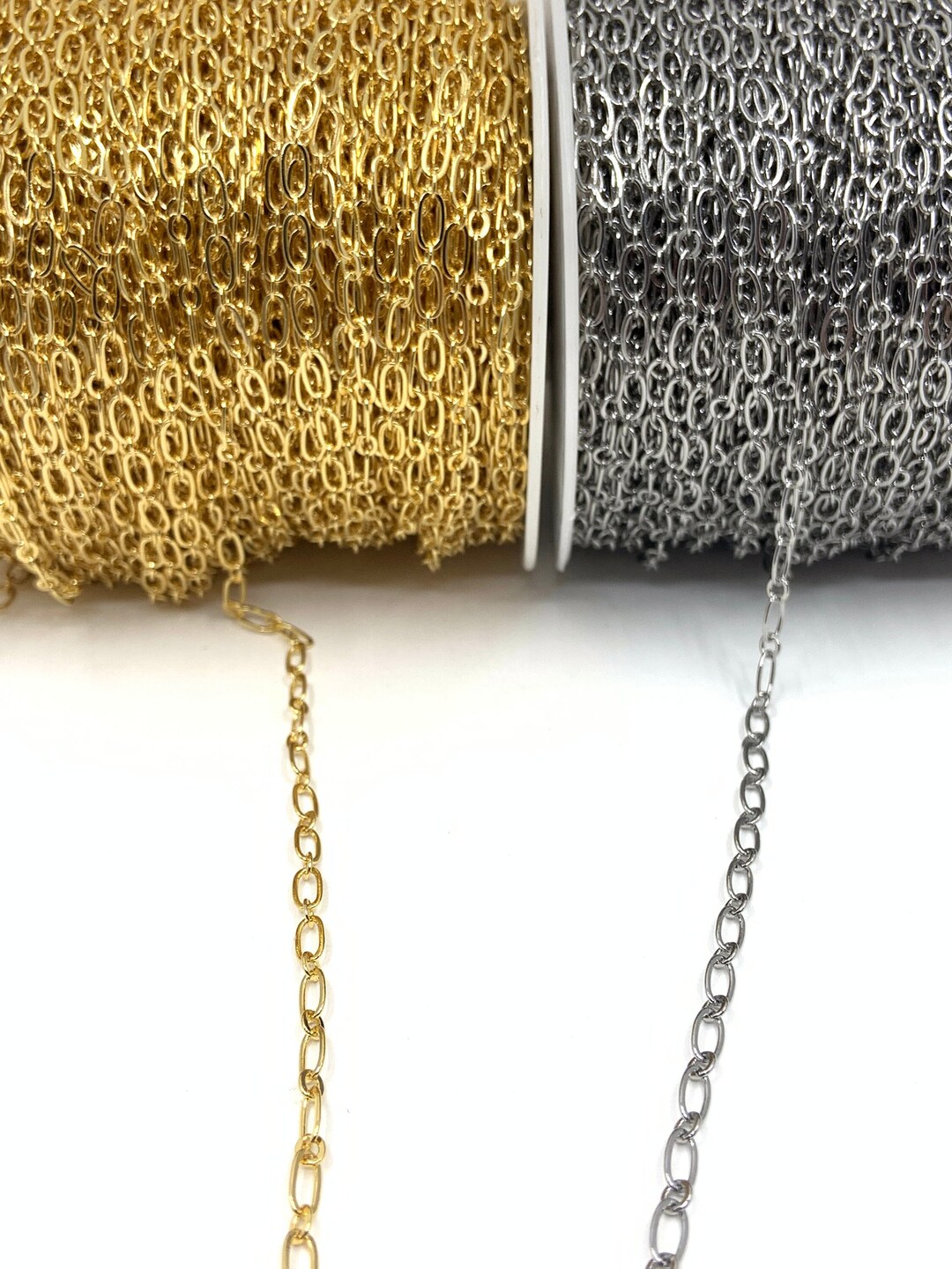 Flat Cable Link Chain, Unfinished Oval Flat Link Chain, Chain by Yard ...