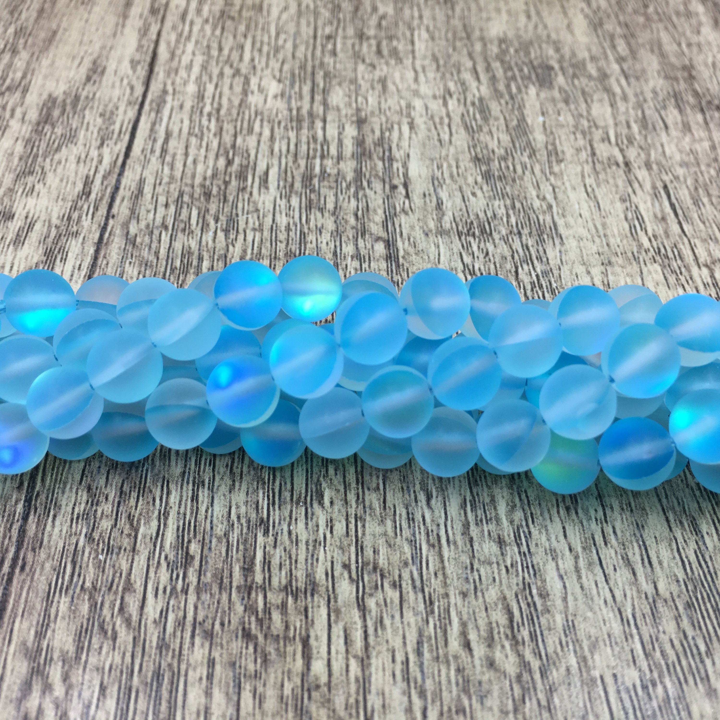 Frosted Mystic Aura Quartz Beads, Flash Aqua Blue Beads, Angel Aura ...