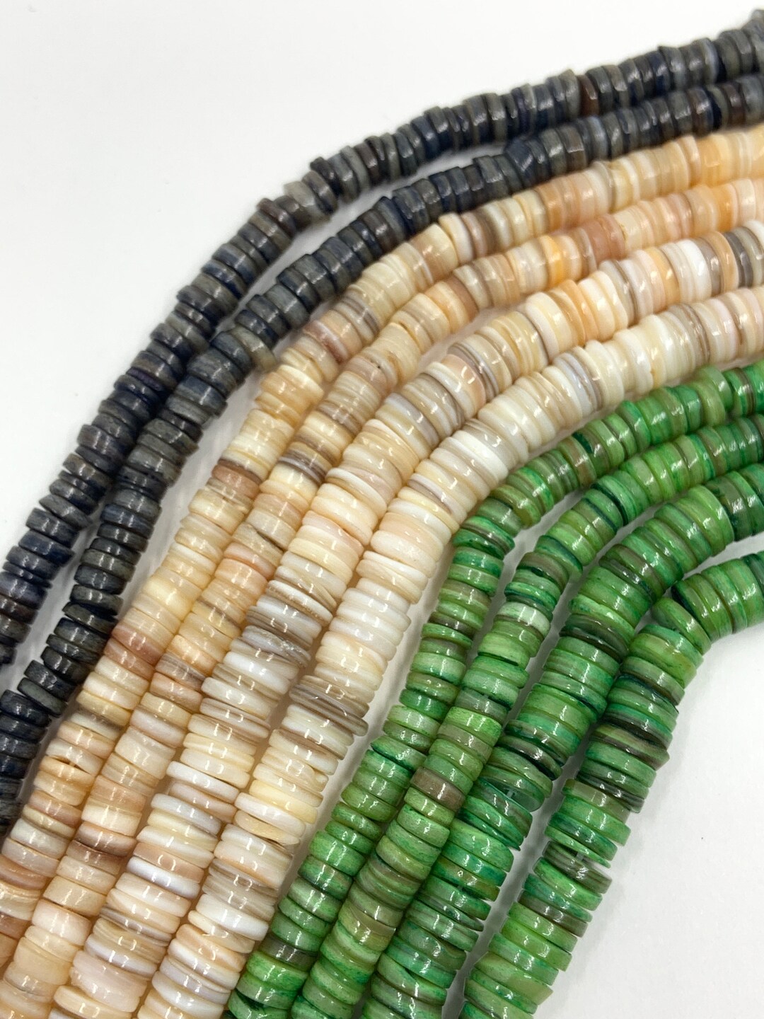 Natural Shell Heishi Beads, Disc Spacers, Coin Beads, Spacer Beads, 6mm ...