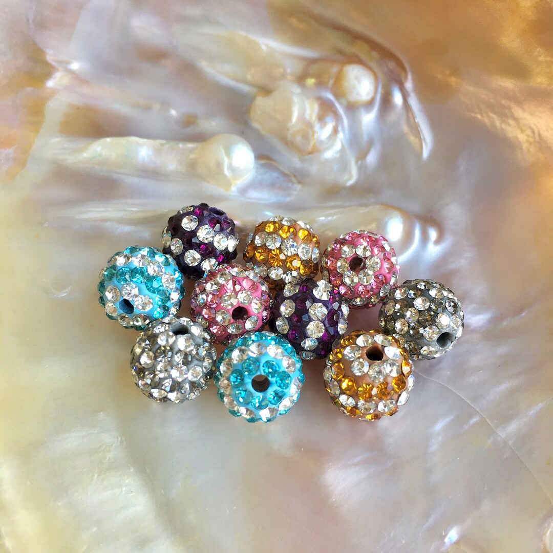 Epoxy Poly Clay Rhinestone Beads, 10mm Disco Beads, Disco Ball Beads ...