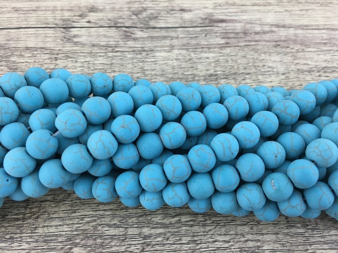 6mm Frosted Blue How Lite, Beads, Matte Blue Howlite Turquoise Beads ...