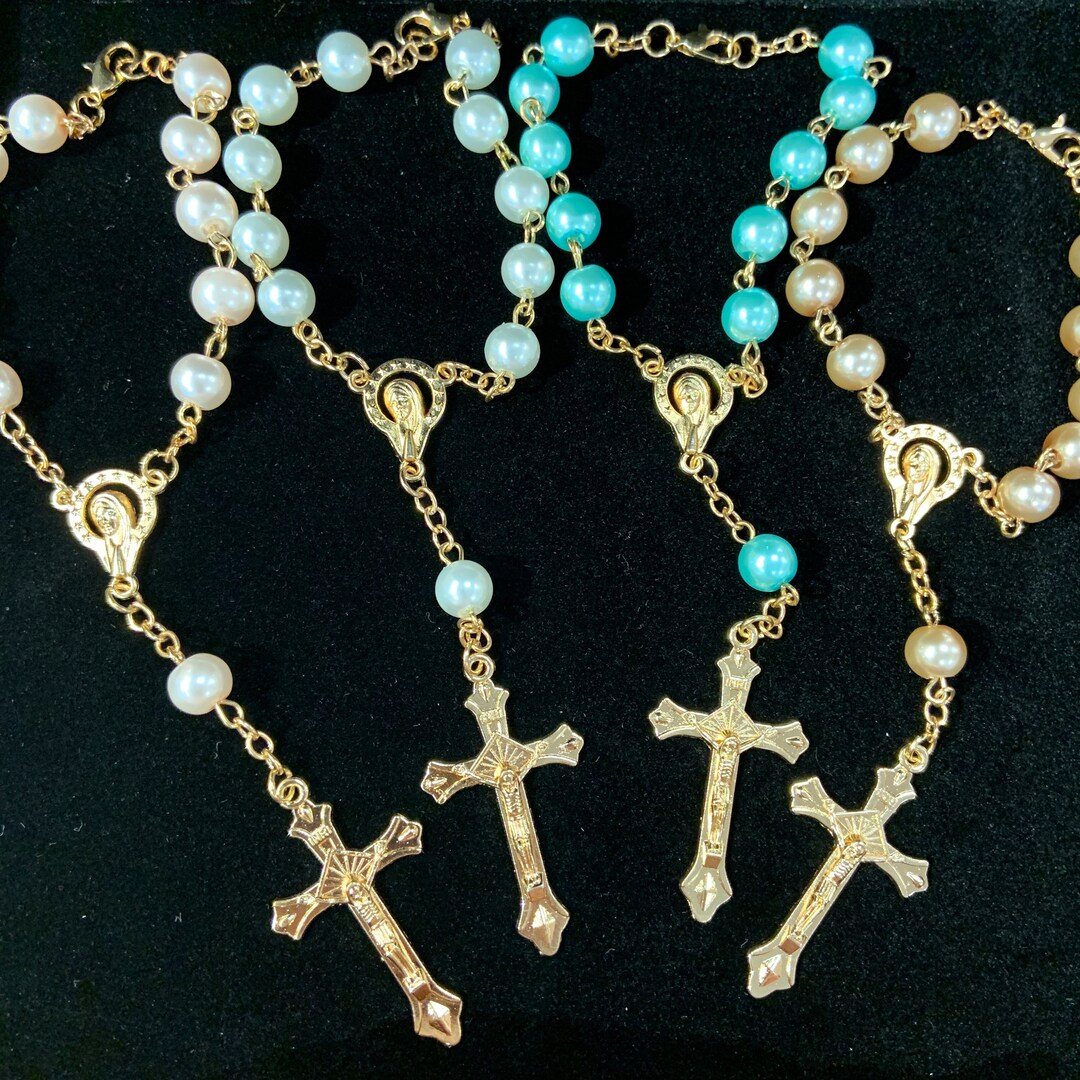Car Rosary, Mini Rosary, One Decade, Pearl Rosary, Religious Favors ...