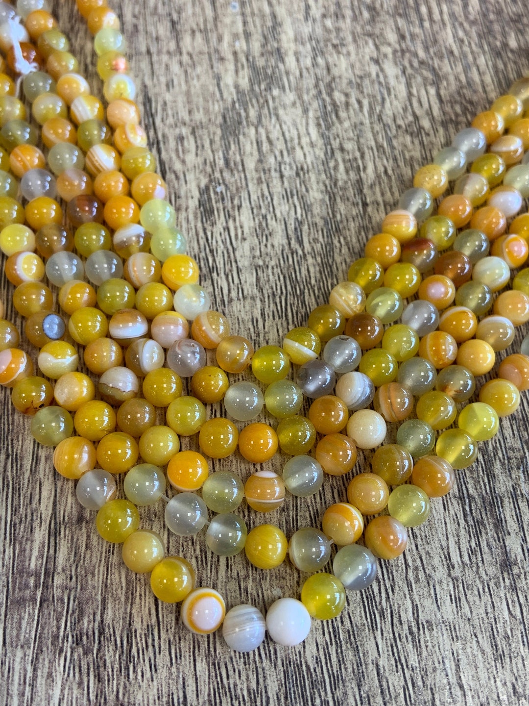 Yellow Banded Agate Bead, Drilled Gemstone, Striped Agate Stone, Loose ...
