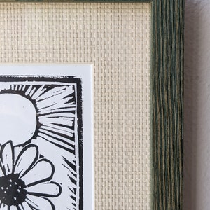 Daisy Linocut Print in Rustic Green Frame - Etsy