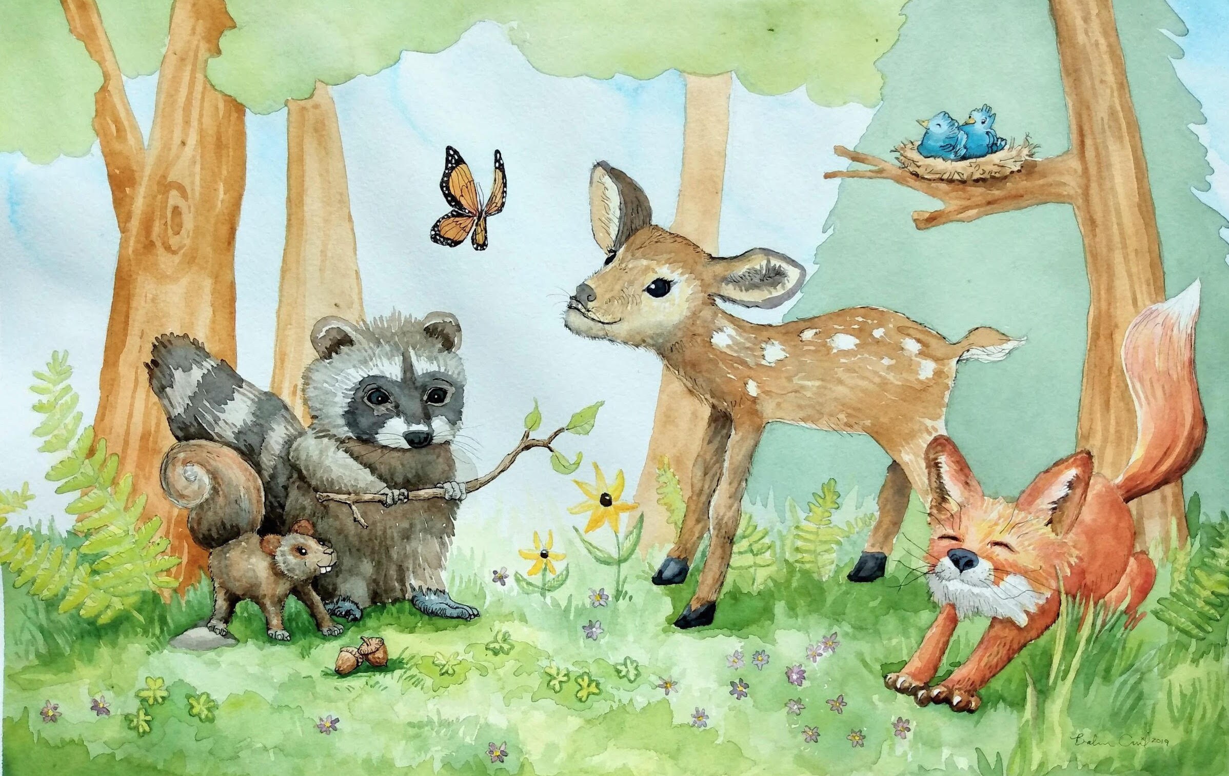 Baby Forest Critters Print - Etsy