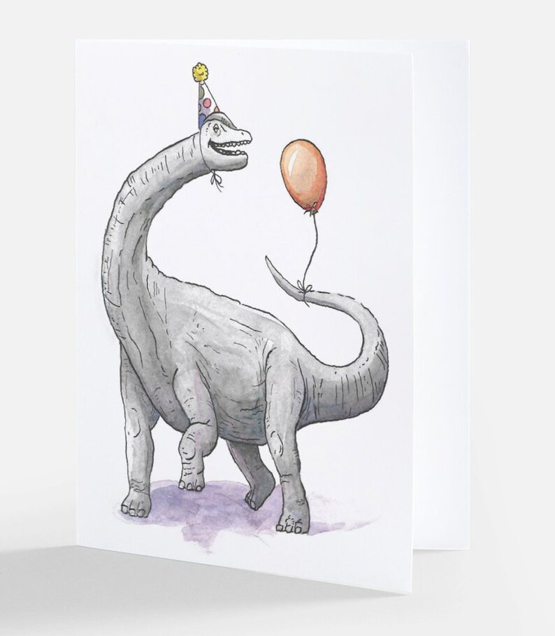 Birthday Card Brachiosaurus Dinosaur - Etsy