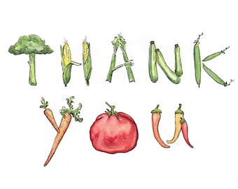 Vegetable Thank You Card - Etsy