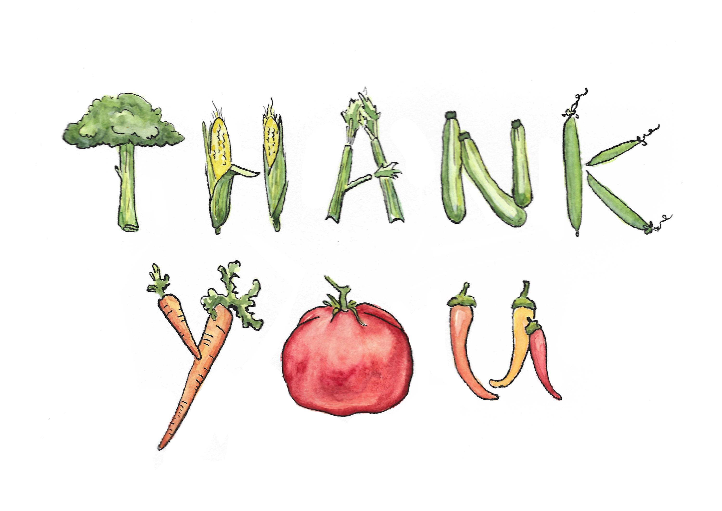 Thank You Card Veggies - Etsy