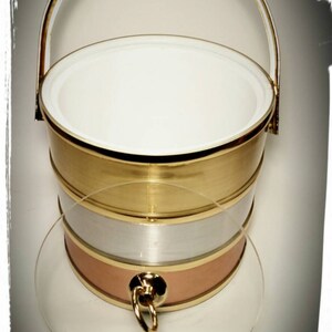 Vintage Shelton Ware Inc Ice Bucket / Gold Silver Copper Banded Ice ...