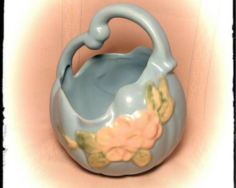 Antique Weller Pottery Cameo Basket Vase/signed Weller - Etsy