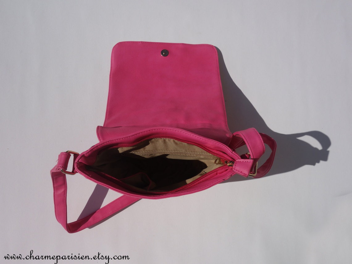 Pink MESSENGER Bag GEOMETRIC BAG Everyday Bag Shoulder Bag Faux Leather ...