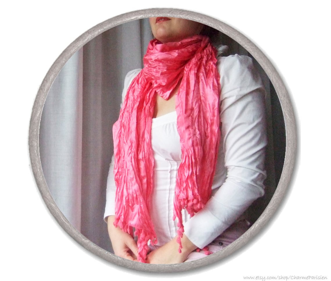 PINK SCARF "gin-berry Cocktail" - Fashion Long Ruffled Scarf - Spring ...