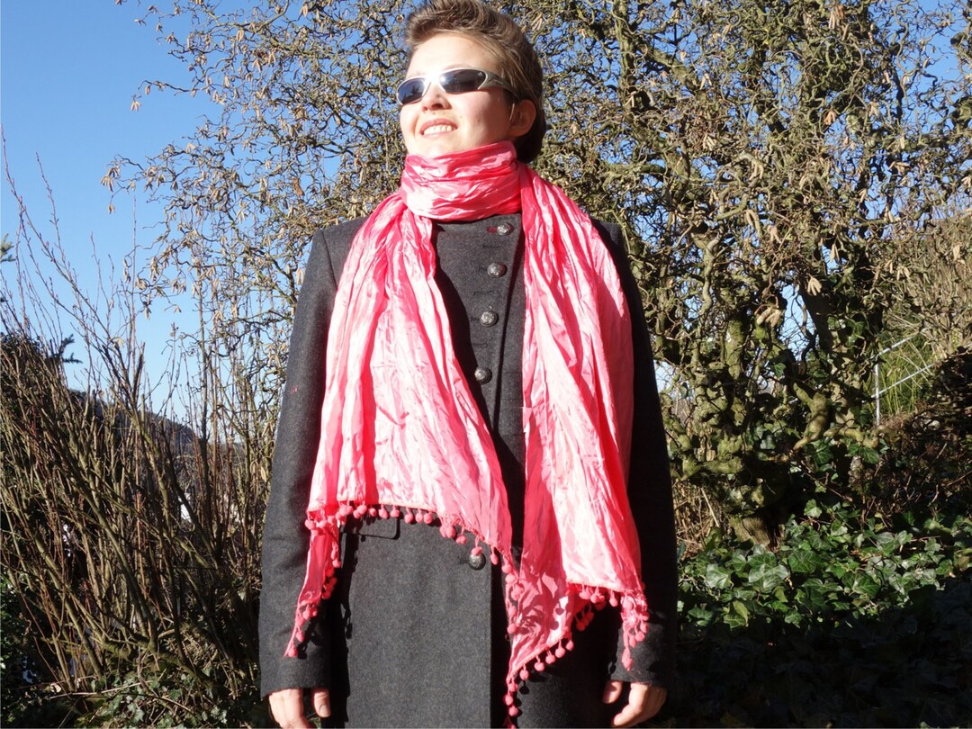 PINK SCARF "gin-berry Cocktail" - Fashion Long Ruffled Scarf - Spring ...