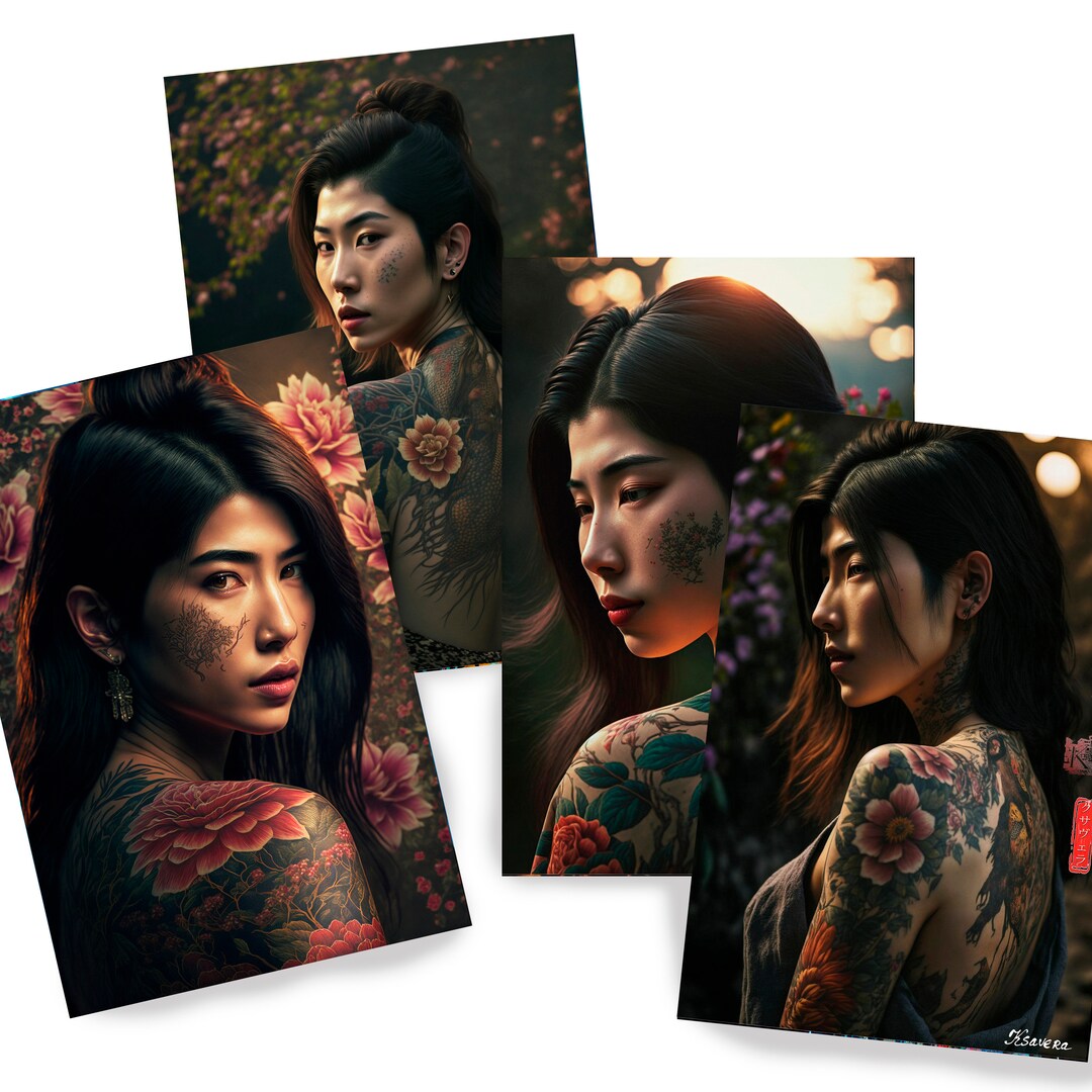 Japanese Geisha DS0139 - Digital Print Set of 4 - Synthography Fine Art ...