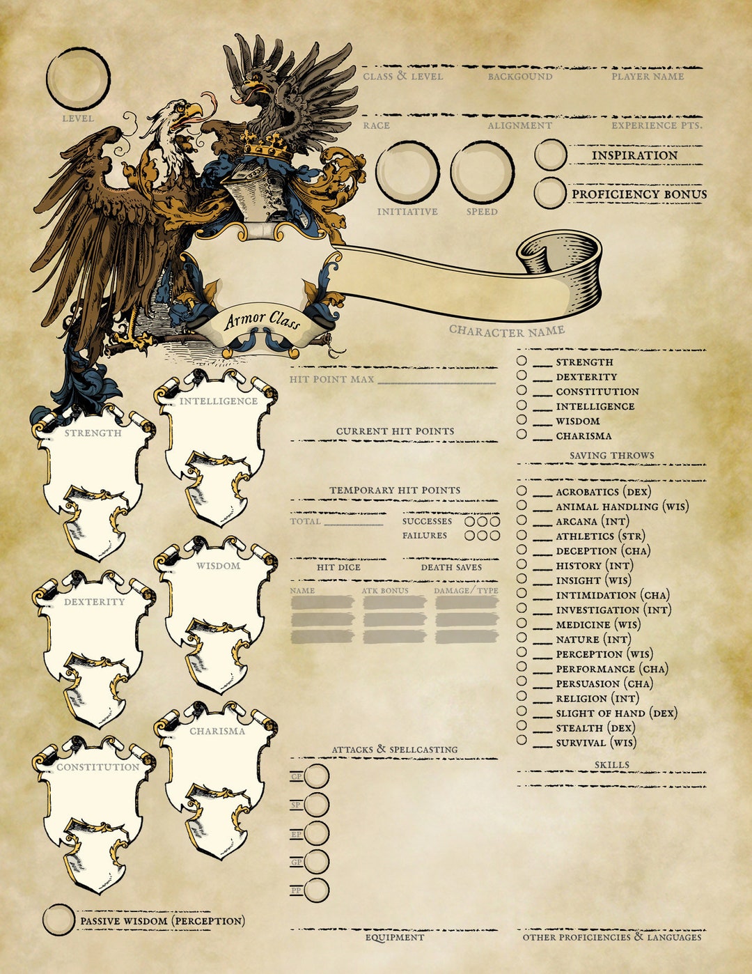 Illuminated Character Sheet - Etsy