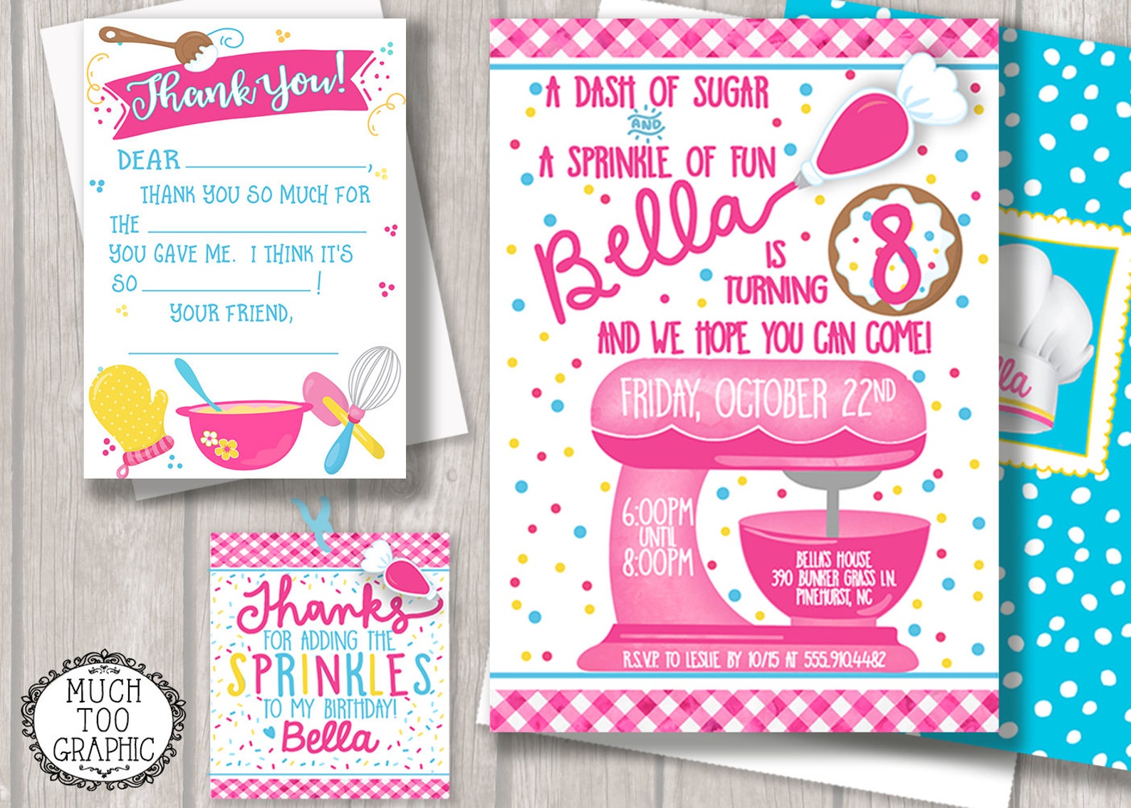 Baking Birthday Party Invitation Little Baker Invitation - Pastry Chef ...